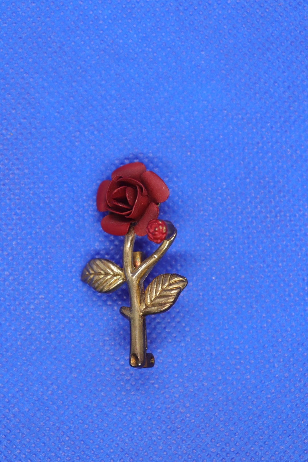 Vintage Rose Brooch With Gold Tone Stem - Etsy