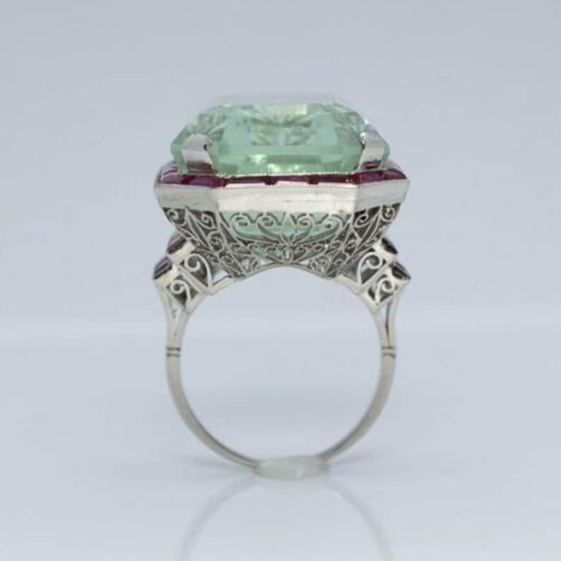 Emerald Cut CZ Stone Art Deco Ring, Antique Filigree Vintage Inspire ...