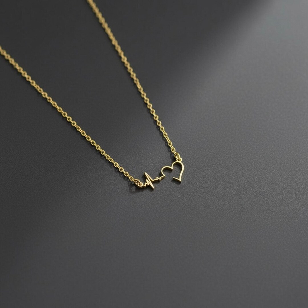 EKG Heartbeat Pendant, ECG Pulse Line Jewelry, Medical Heartbeat ...