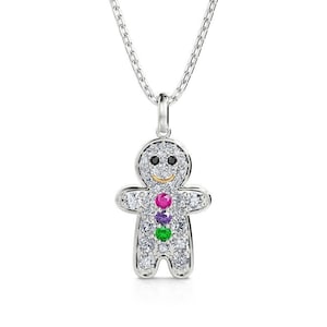 White Gold Gingerbread Man Pendant, Pave Set Round Cut Diamond Pendant ...