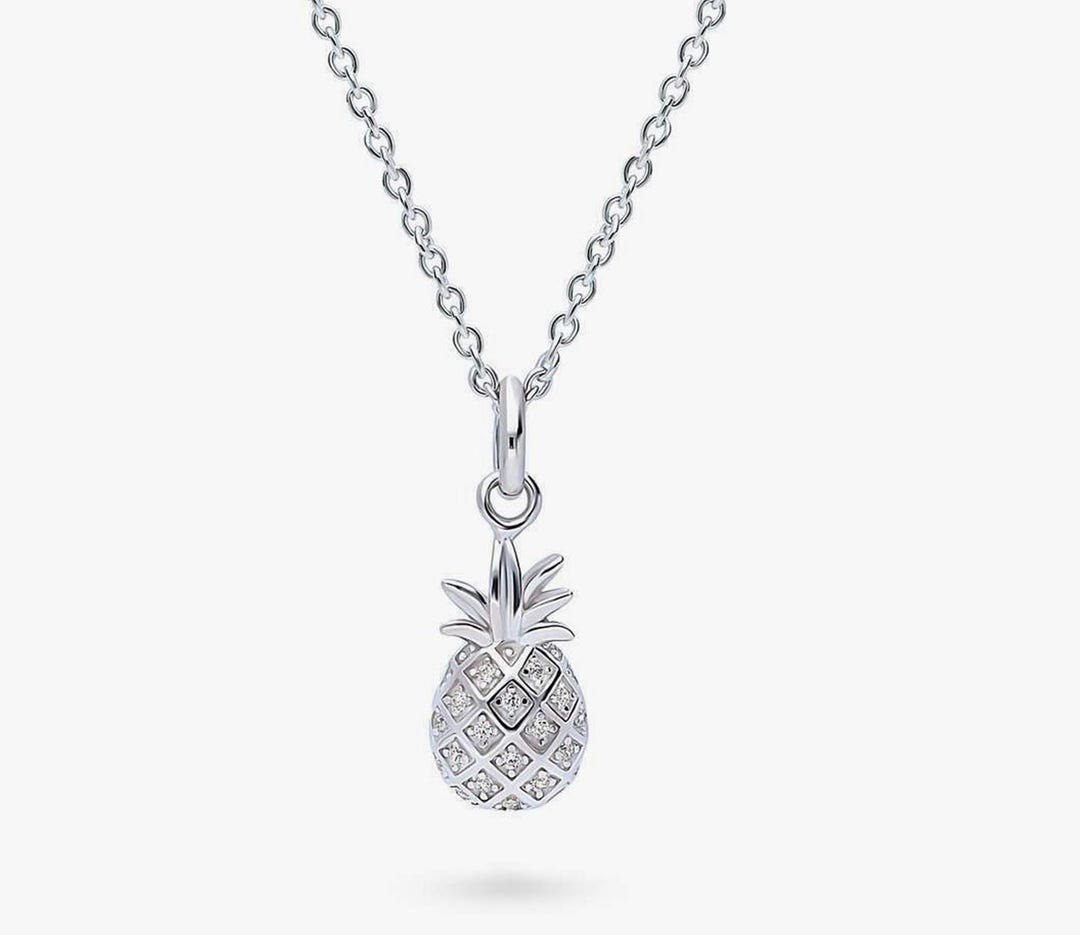 Pineapple Chain Necklace, Round Cut Moissanite Diamond Pendant Necklace ...
