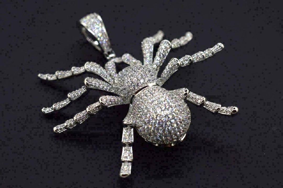 Men's or Woman's Spider Pendant, Unisex Hip Hop Spider Pendant, Pave ...