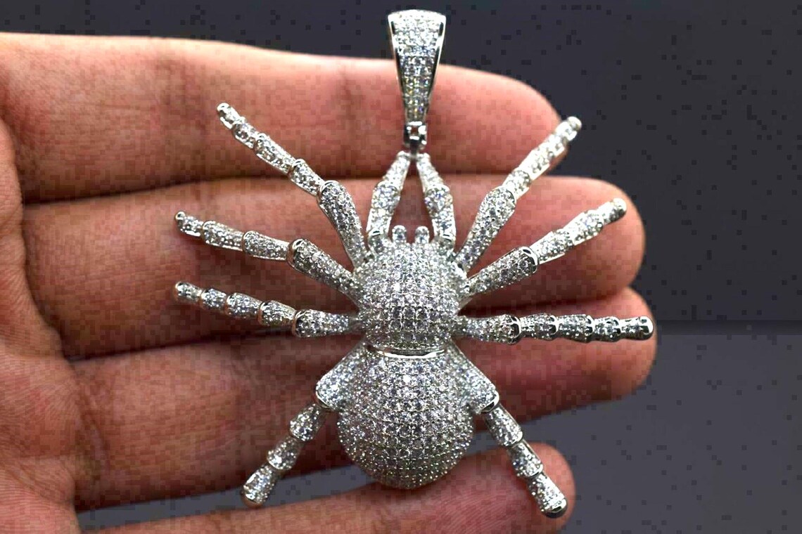 Men's or Woman's Spider Pendant, Unisex Hip Hop Spider Pendant, Pave ...