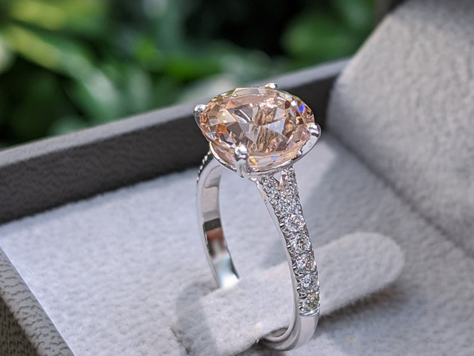 Morganite Round Cut CZ Diamond Ring Solitaire With Accents - Etsy
