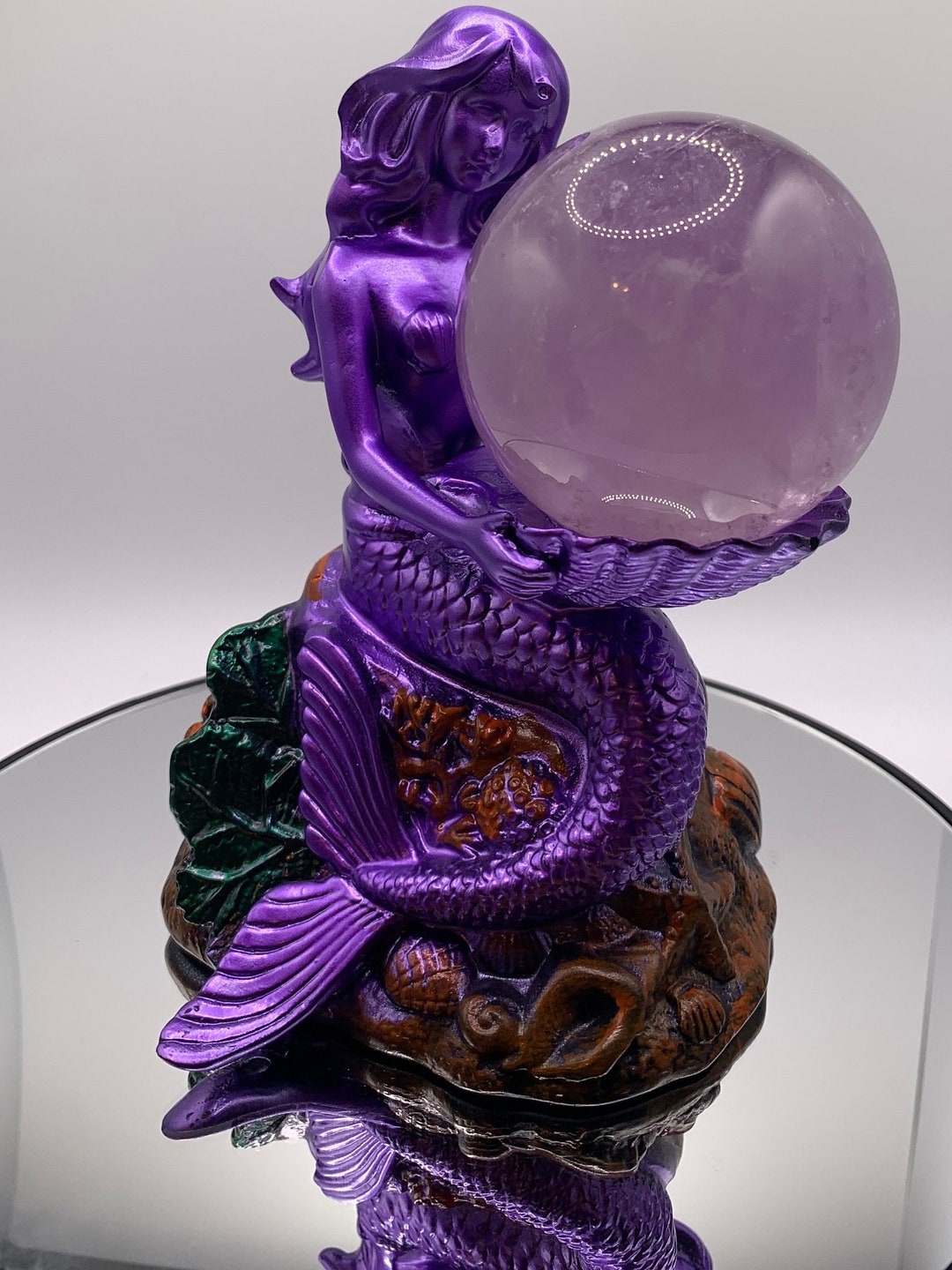 Beautiful Mermaid Sphere Holder, High Quality Amethyst Sphere, Healing ...