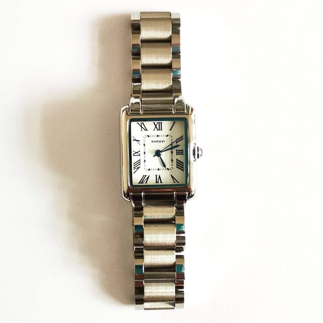 Buy Silver Tank Watch Women Watch Vintage Watch Large Wrist Size ...