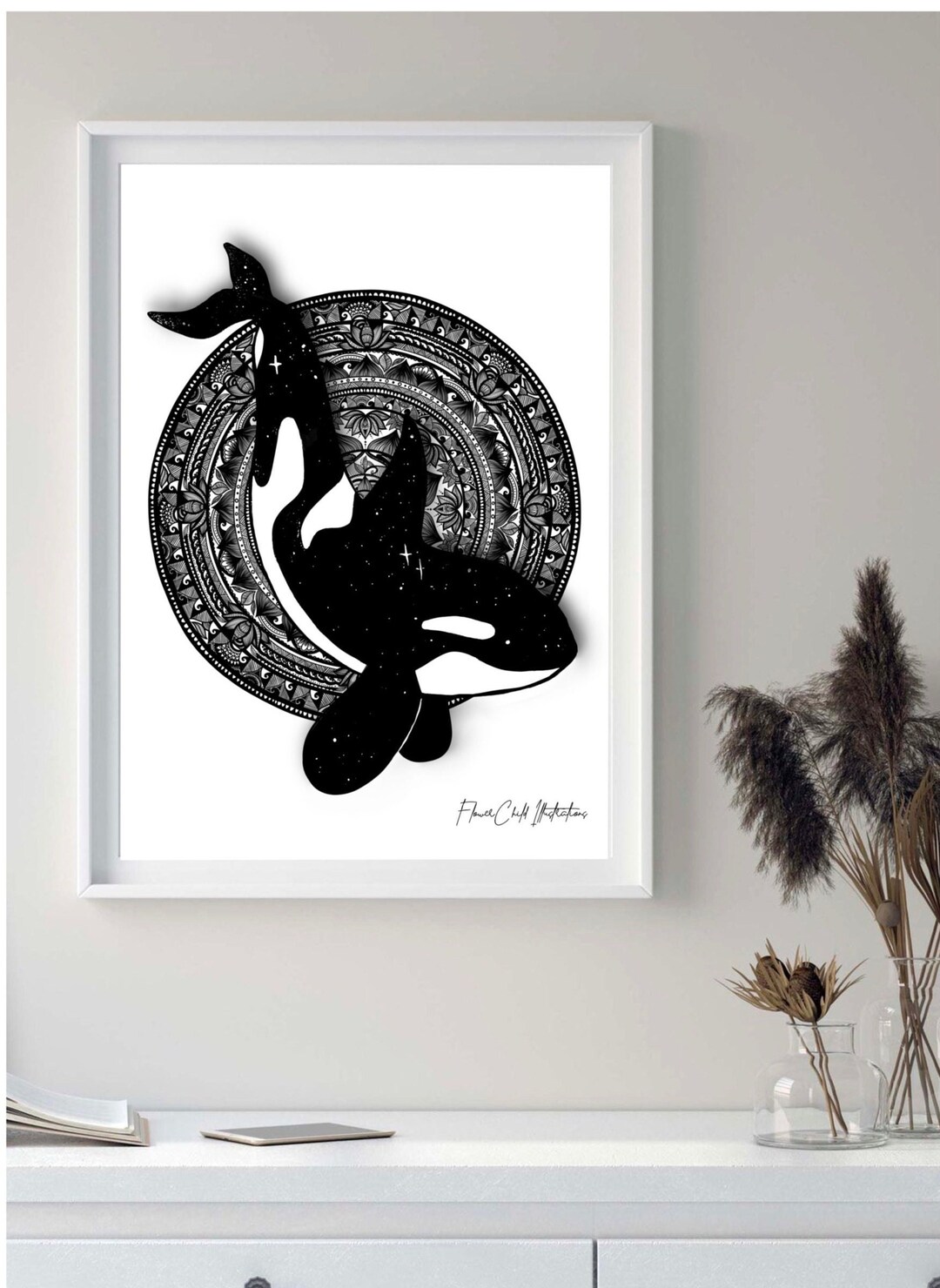 Black and White Orca/killer Whale Mandala Wall Poster - Etsy