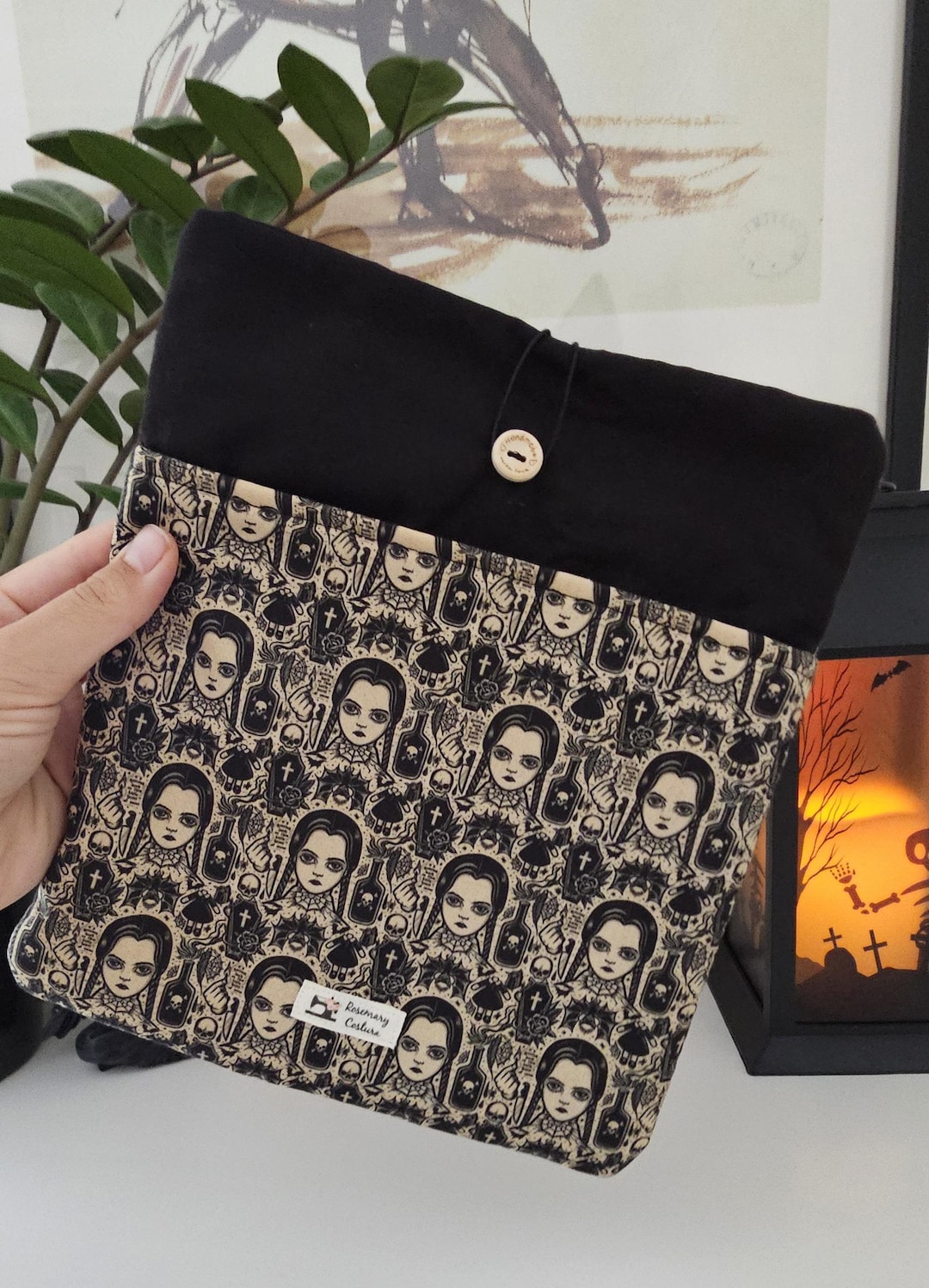 Spooky Book Sleeve, Wednesday Addams Padded Ebook or iPad Protector ...