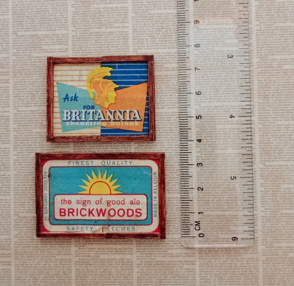 2 X Miniature Framed Pictures // Diorama / Dollshouse / Vintage ...