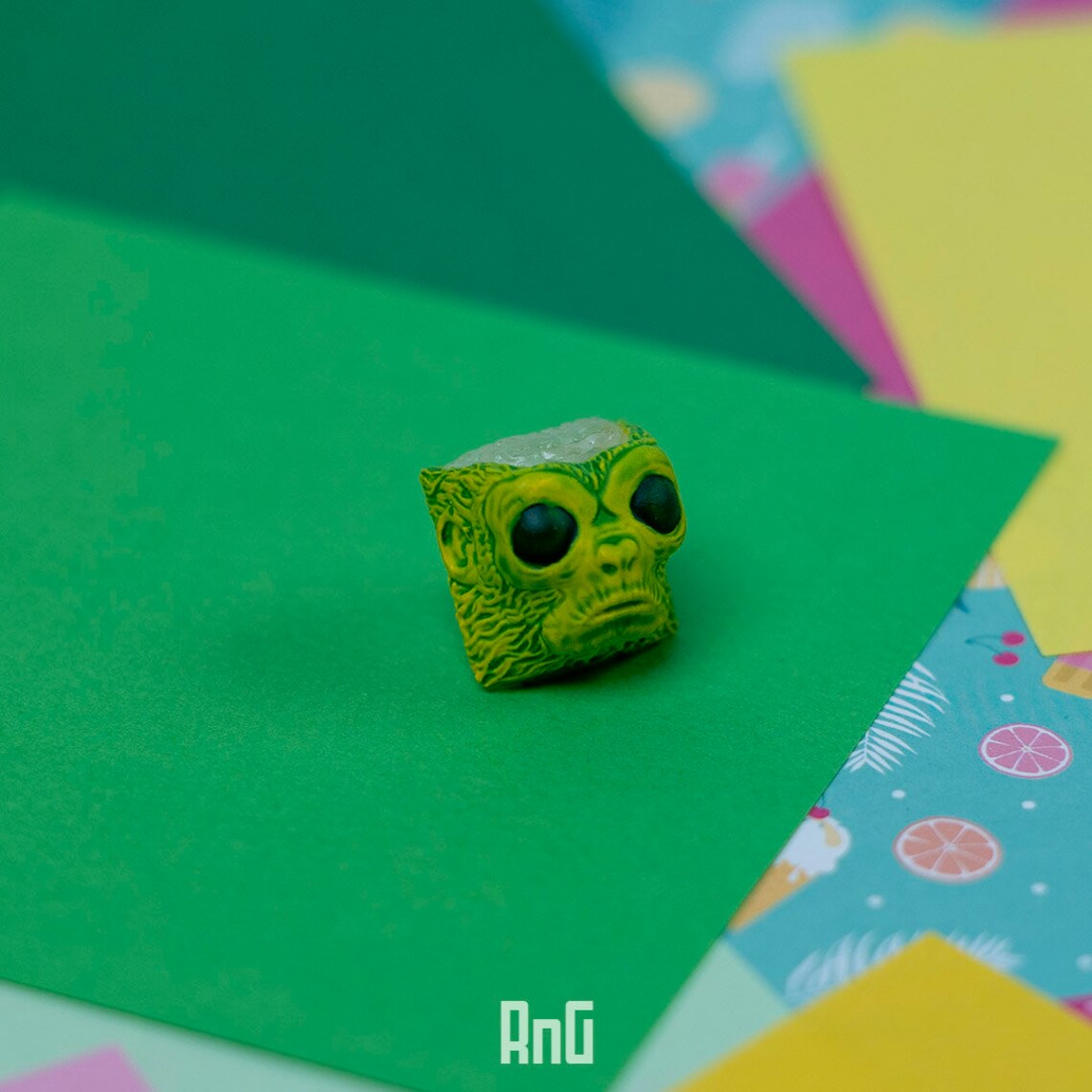 Big Brain Monkey Artisan Keycap Display Starfruit 3d Resin Printed Hand ...