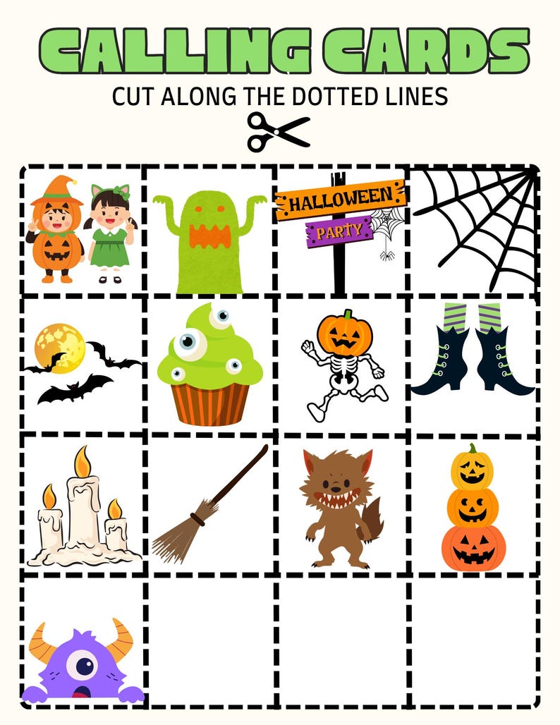 Halloween Picture Bingo-bingo Game for Kids-digital Download - Etsy