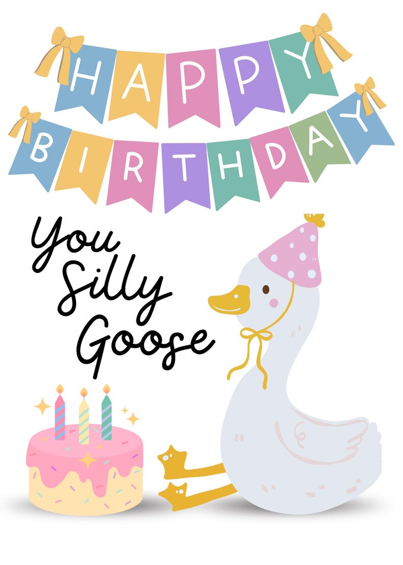 Printable Birthday Card-silly Goose - Etsy