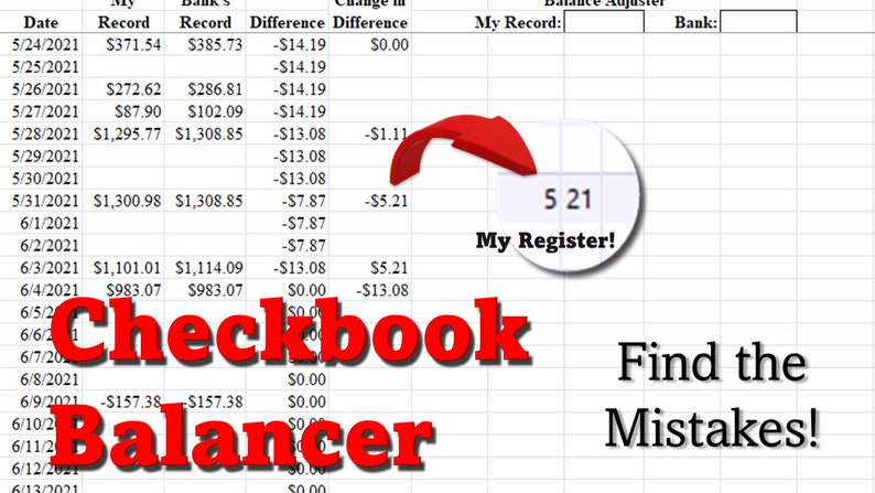 Easy Checkbook Balancer Spreadsheet - Etsy