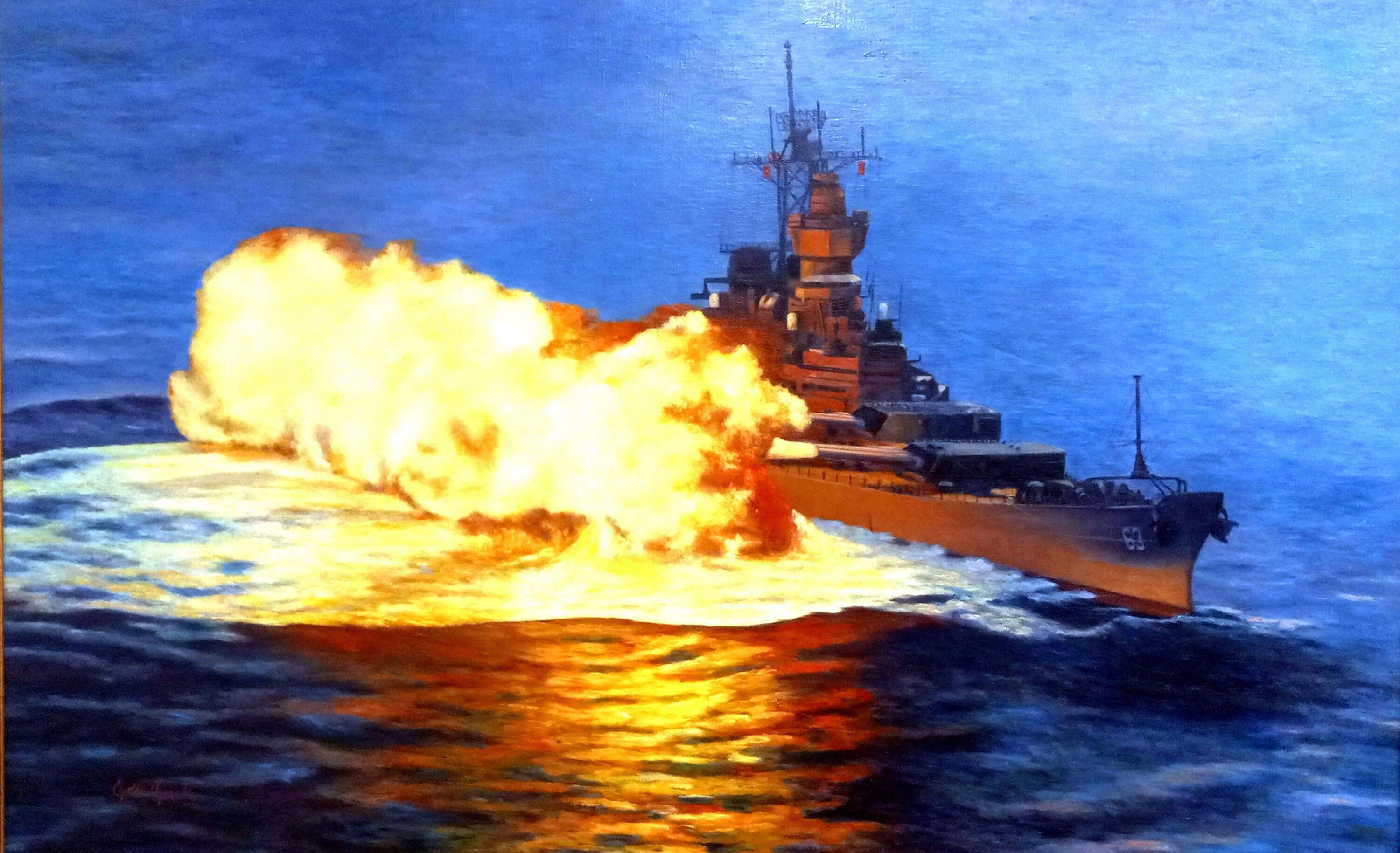 Uss Missouri Firing Full Broadside