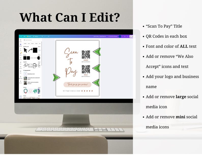 Editable Scan to Pay Sign, Printable Scan to Pay, Qr Code Social Media ...