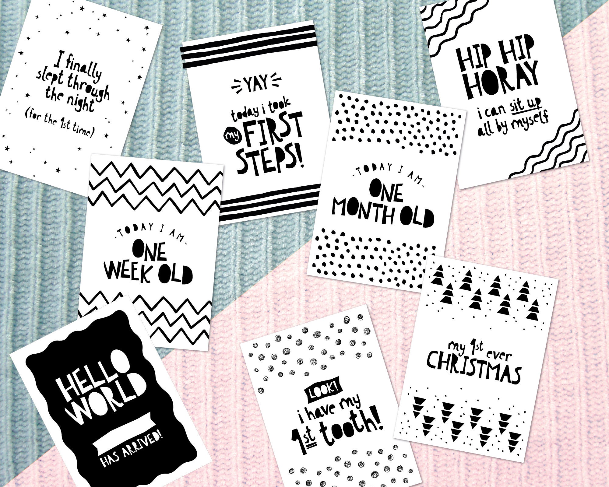 Baby Milestone Cards, Printable Gender Neutral Milestone Cards, Scandi ...