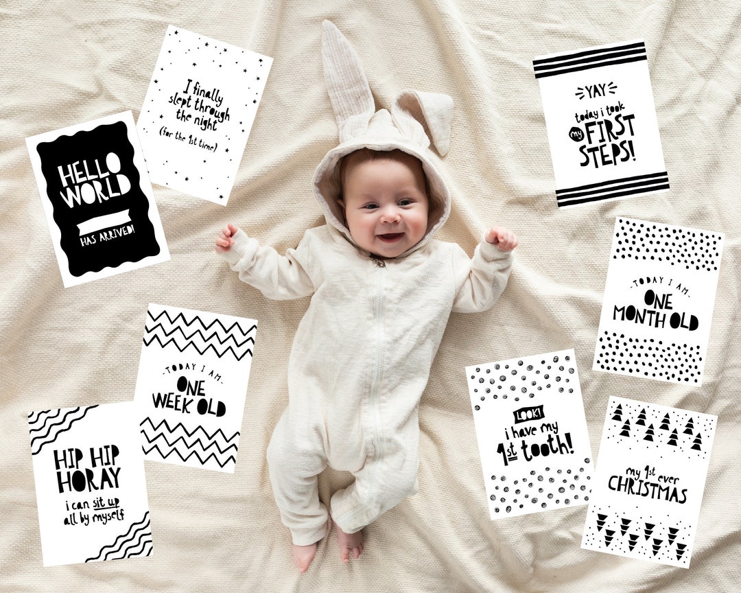 Baby Milestone Cards, Printable Gender Neutral Milestone Cards, Scandi ...