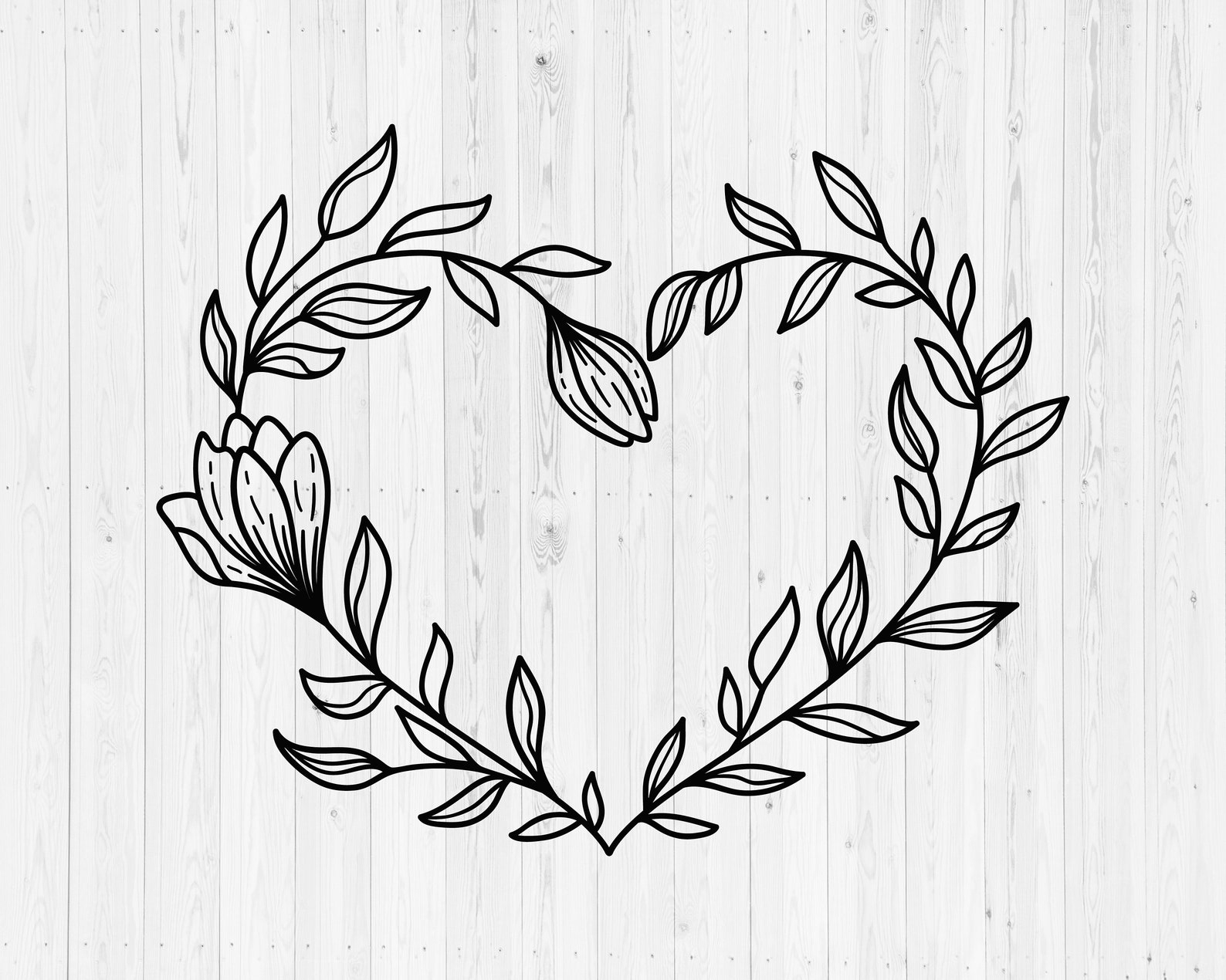Floral Heart Wreath Svg Cutfile Flourish Clipart For Cricut And Porn