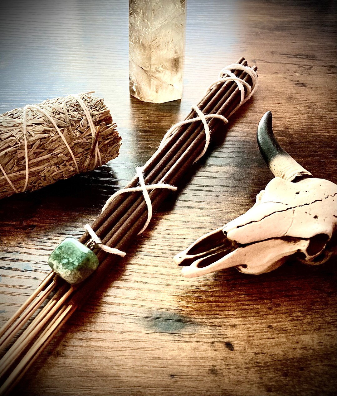 Cedar Wood Incense Sticks & Stone Pendant Anti Stress Anxiety Scent Gem ...