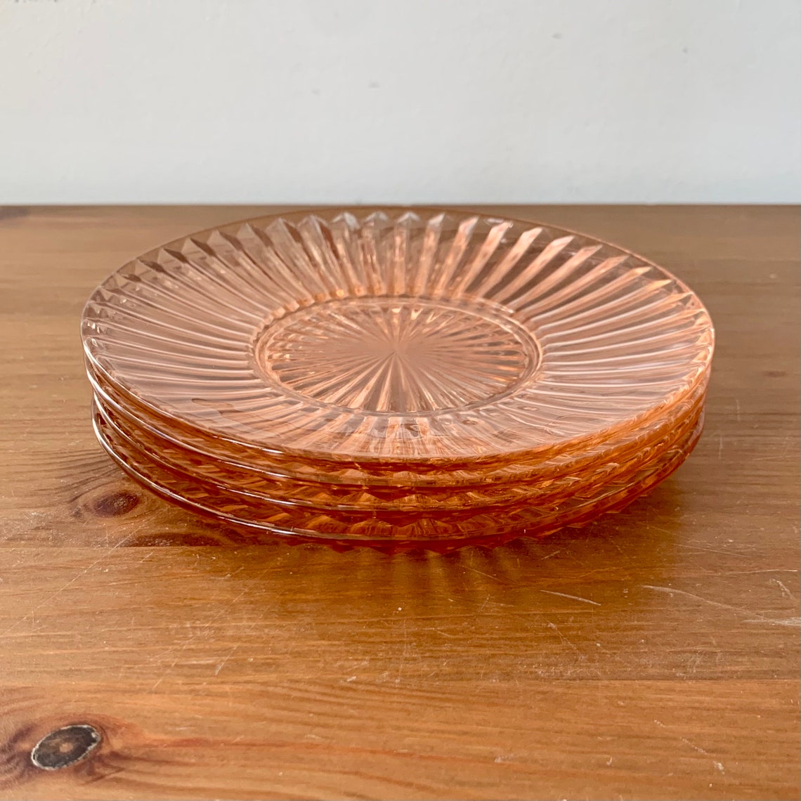 1930s Pink Burst Depression Glass Plates - Set of 4 Plates by Federal ...
