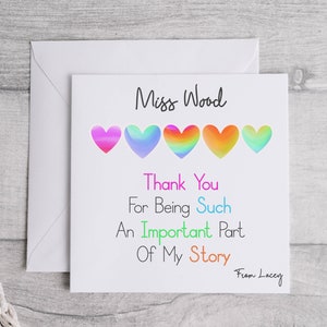 Rainbow Teacher Thank You Card Big Thank You Card Thank You - Etsy