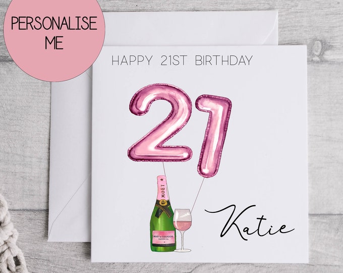 21st Birthday Card for Her Personalised Birthday Card 21st - Etsy UK