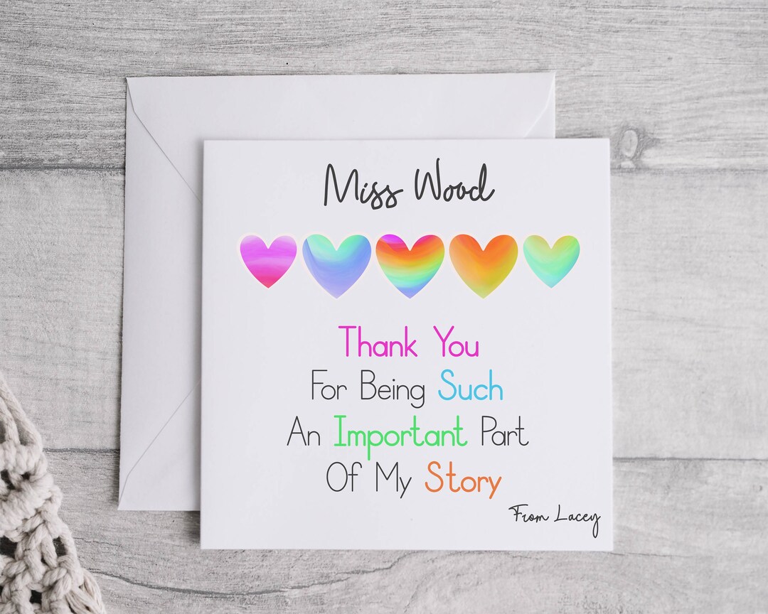 Rainbow Teacher Thank You Card, Big Thank You Card, Thank You Teacher ...