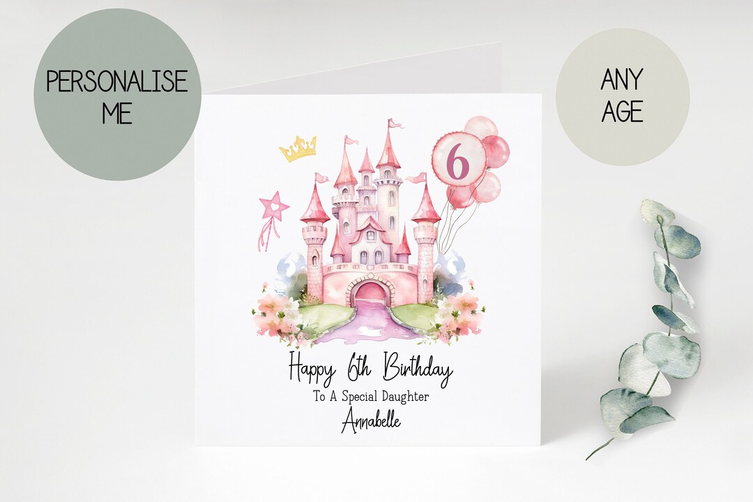 Personalised Princess 6th Birthday Card | Princess Birthday Card | 4th ...