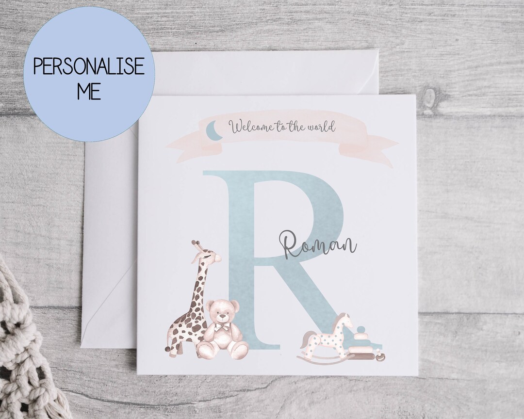 New Baby Card, Welcome New Baby Card, New Baby Name Card - Etsy