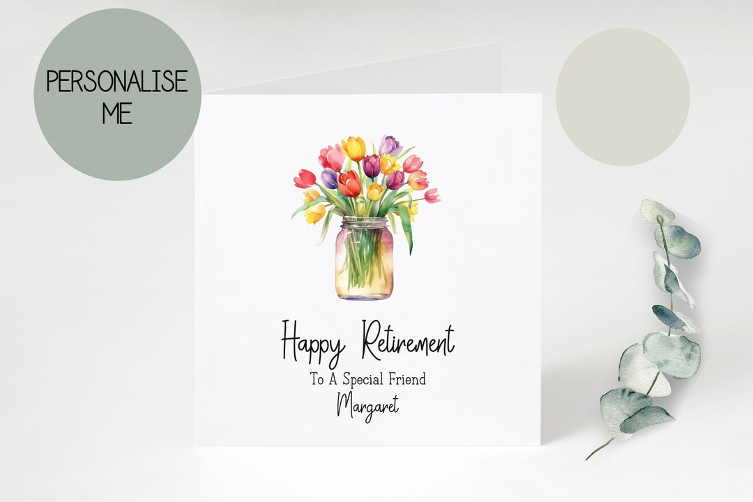 Retirement Card - Handmade and Personalised With Name Good Luck Card ...