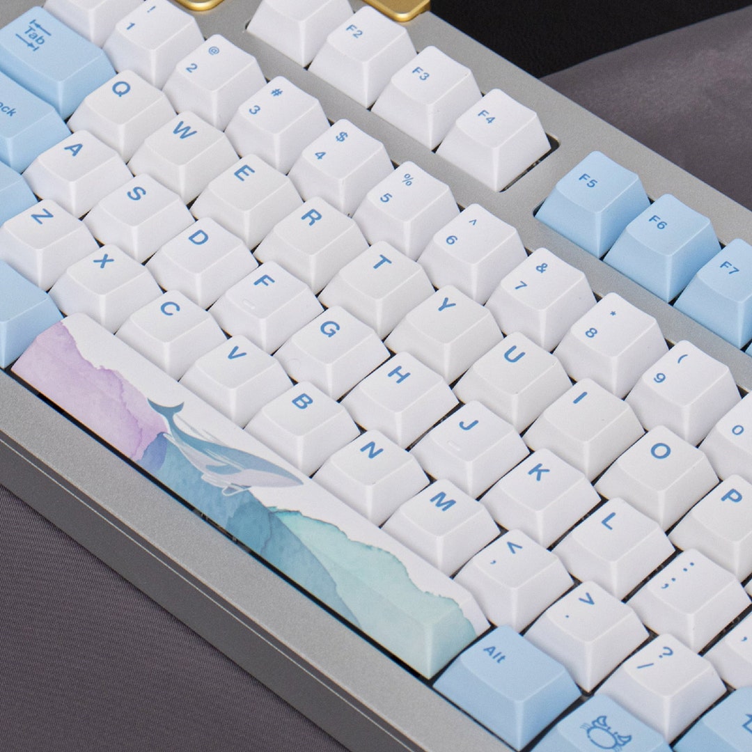 129 Keys Ocean Keycap Fish Keycap Set White & Blue Keycaps - Etsy