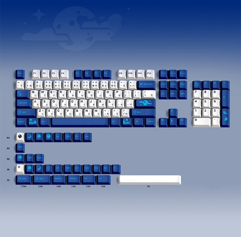 134 Keys Blue Moon Keycap PBT Keycap Set Blue Keycaps White - Etsy Canada