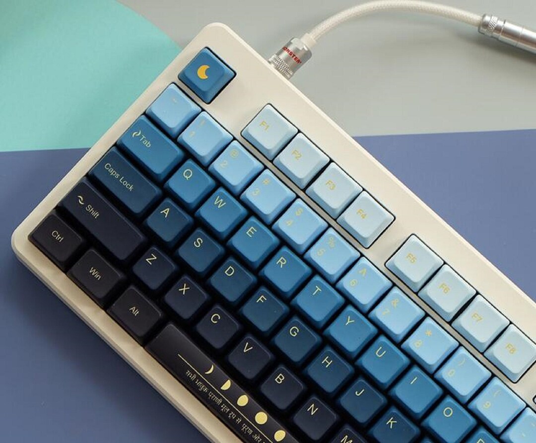 Buy 130 Moon Keys Keycap Moon Phase Keycap Set Blue Gradient Online in ...