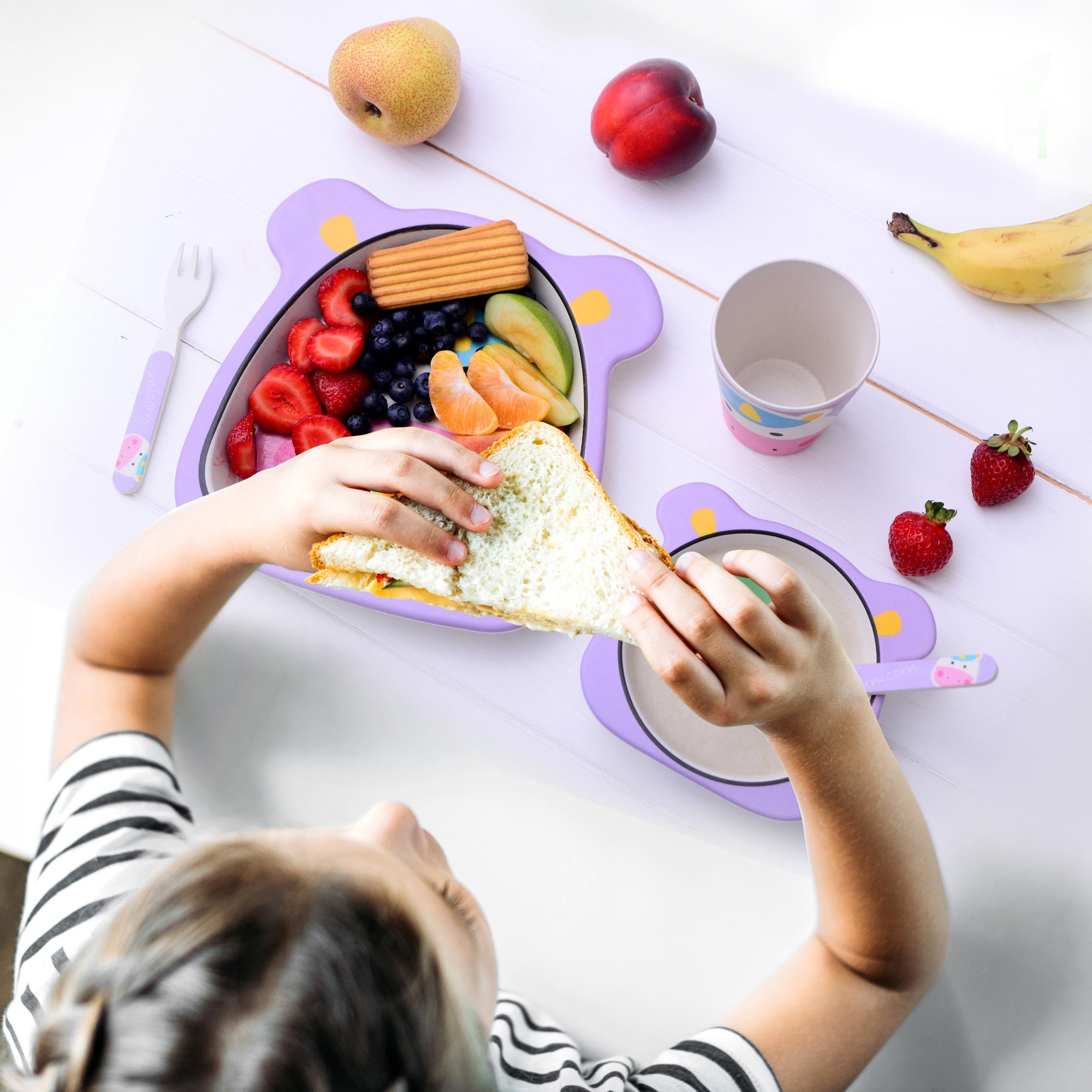 GET FRESH Unicorn Bamboo Kids Set Reusable Kids Dishes for Daily Use - Etsy