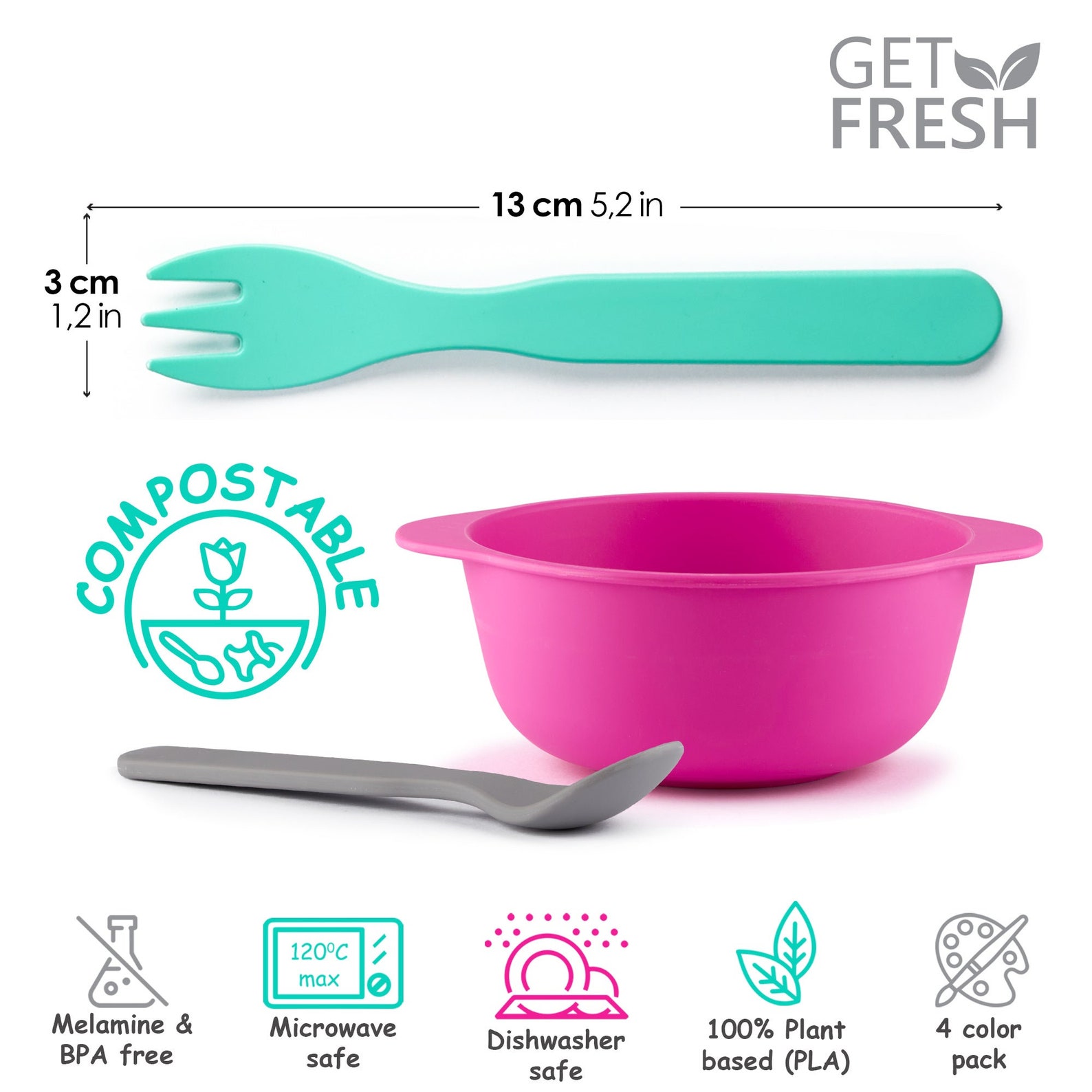GET FRESH PLA Kids Cutlery Set-melamine-free Cutlery Set for Kids and ...