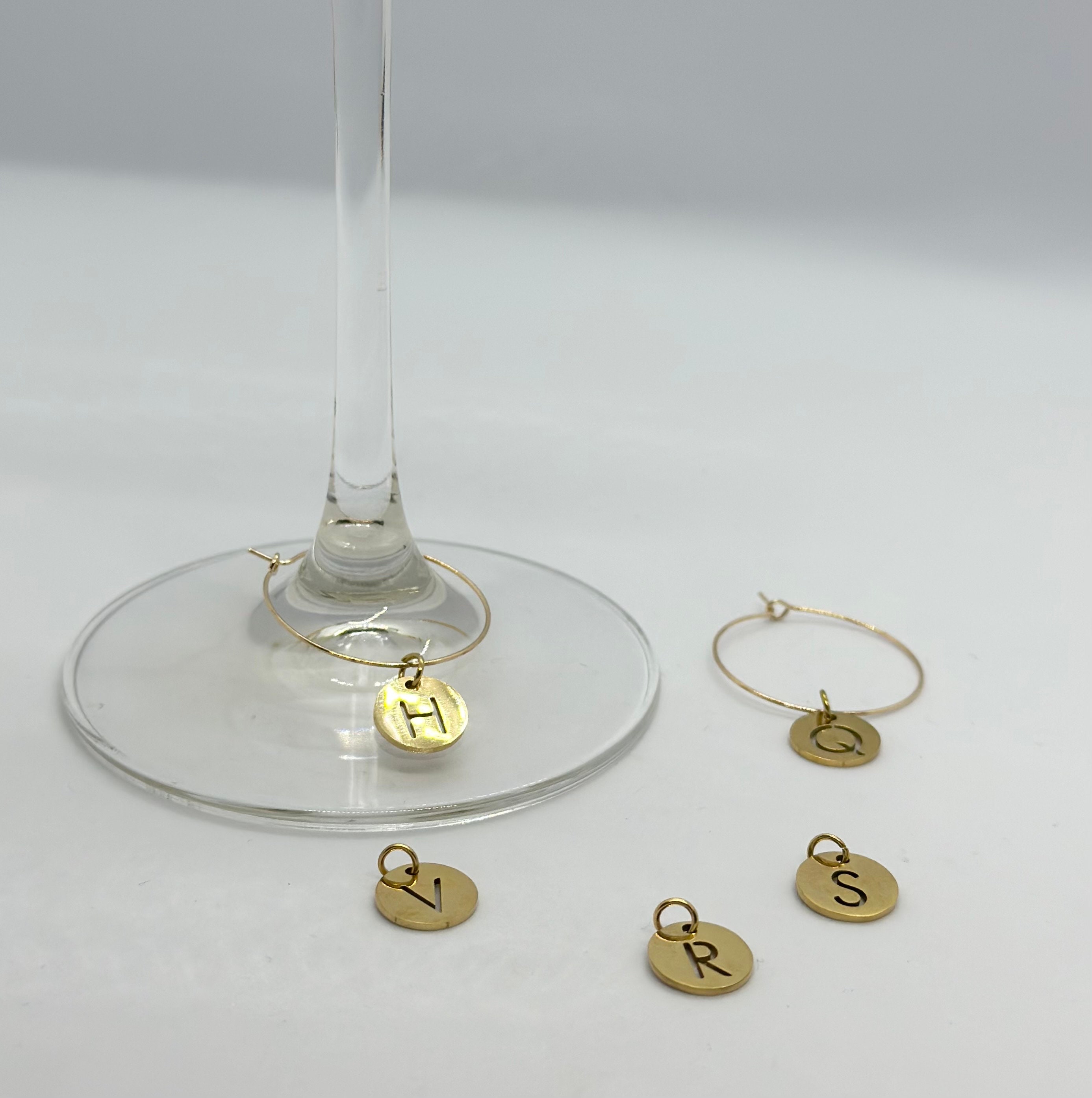 Alphabet Set Wine Glass Charms Markers Gold Letter Charm - Etsy