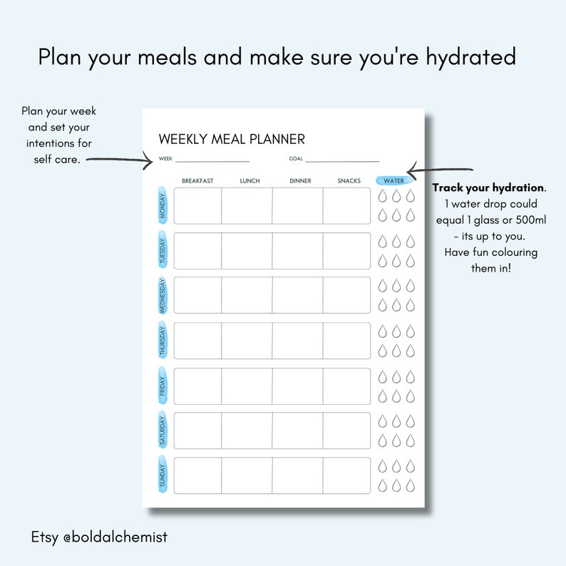 Meal Planner, Meal Planner Printable, Weekly Meal Planner, Shopping ...