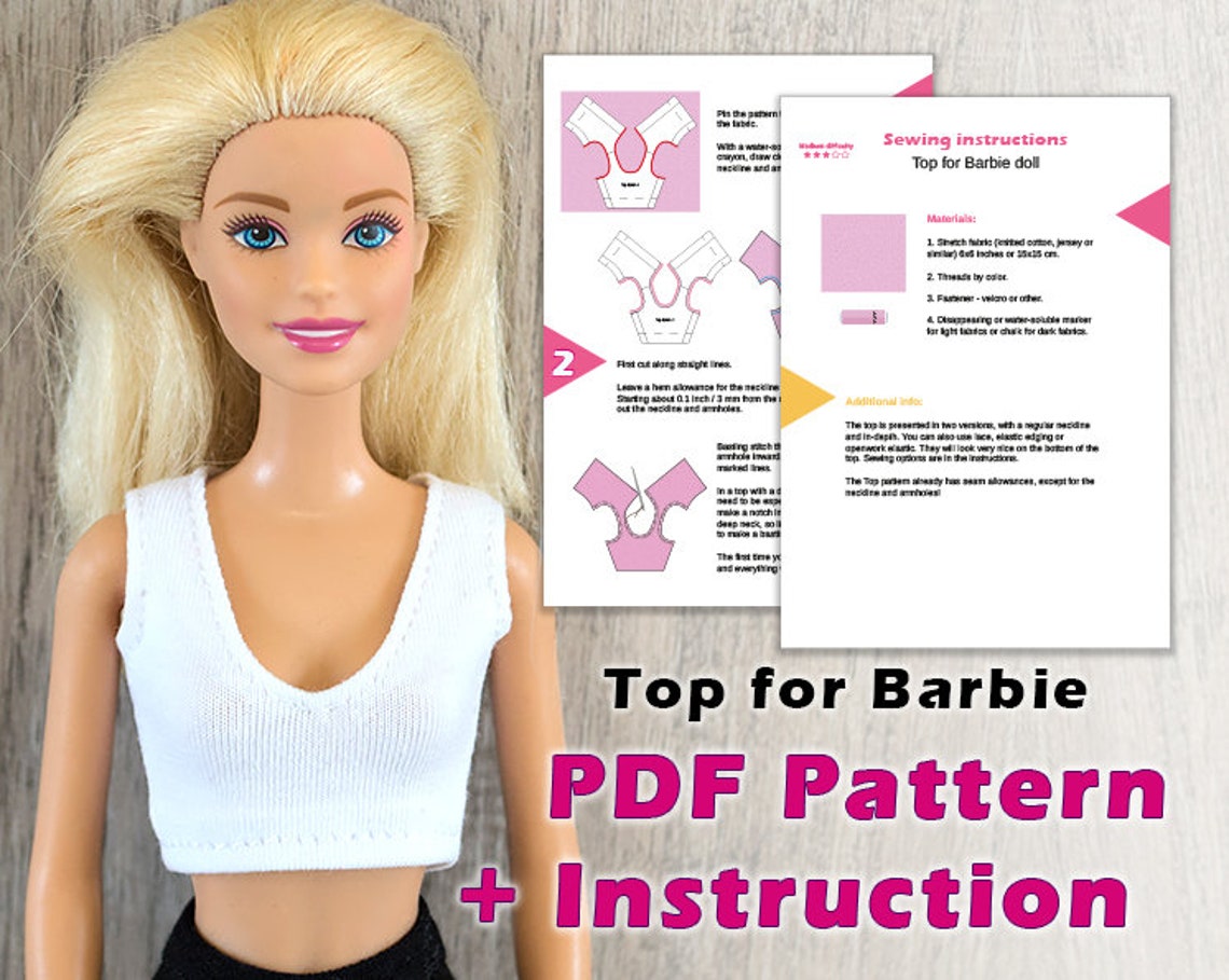 Pattern Top for a Doll. PDF File of Clothes for Barbie - Etsy