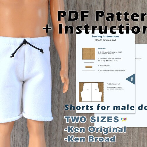 Ken Doll Basic T-shirt Sweater Shorts and Pants Sewing PDF - Etsy