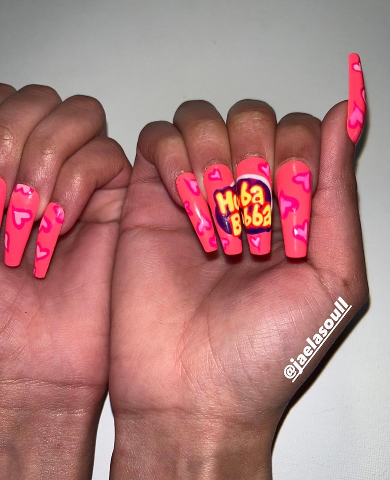 Custom “hubba Bubba Gum” Press- on Nail Set - Etsy