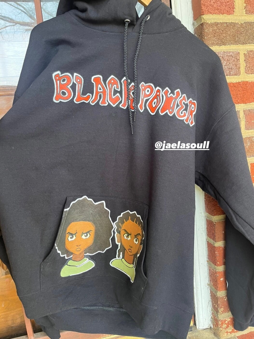 Custom black Power/boondocks Hoodie - Etsy