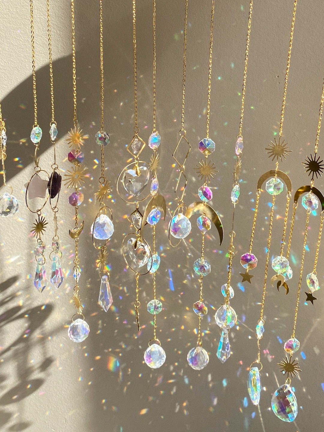 Crystal Suncatchers, Gold Sun Catchers, Good Vibes Only, Hanging ...