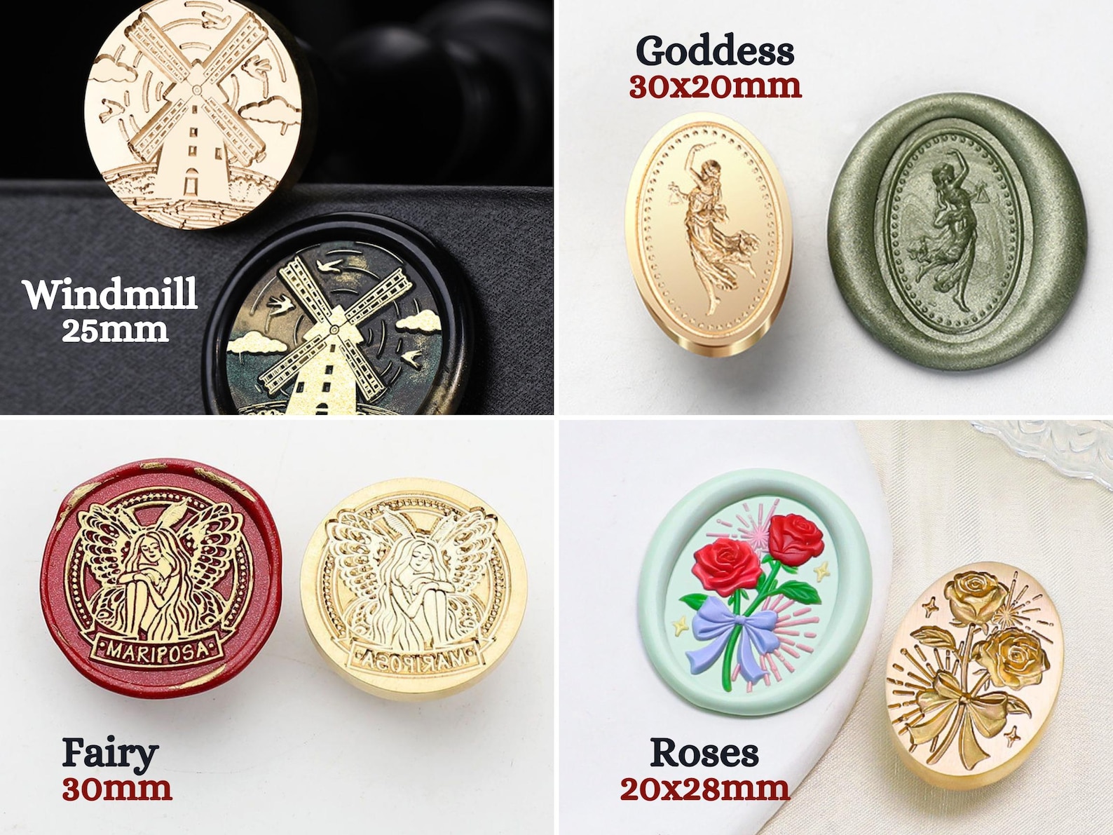 Wax Seal Stamps, HEAD ONLY, Insects, Butterflies, Roses, Hedgehog ...