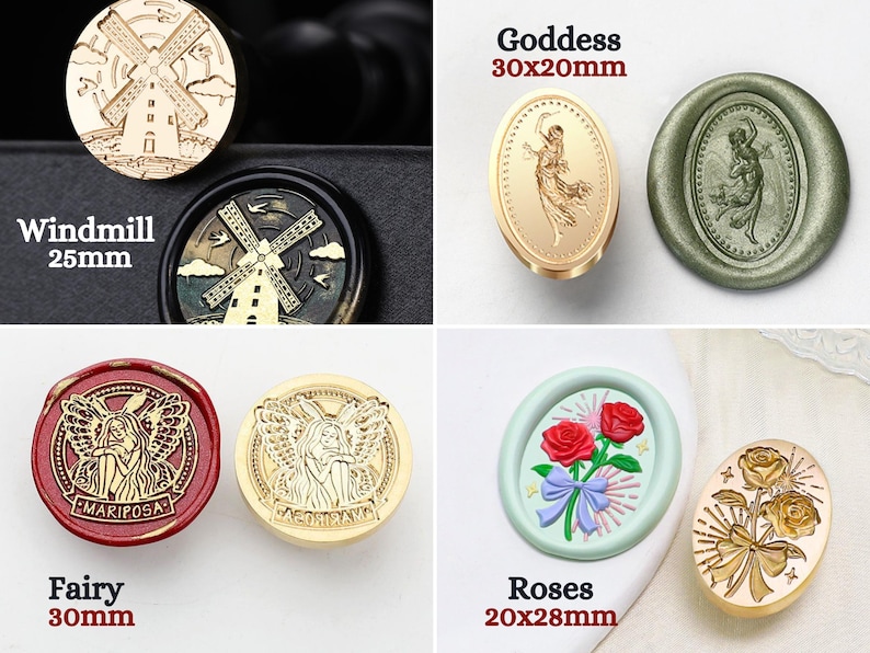 Wax Seal Stamps, HEAD ONLY, Insects, Butterflies, Roses, Hedgehog ...