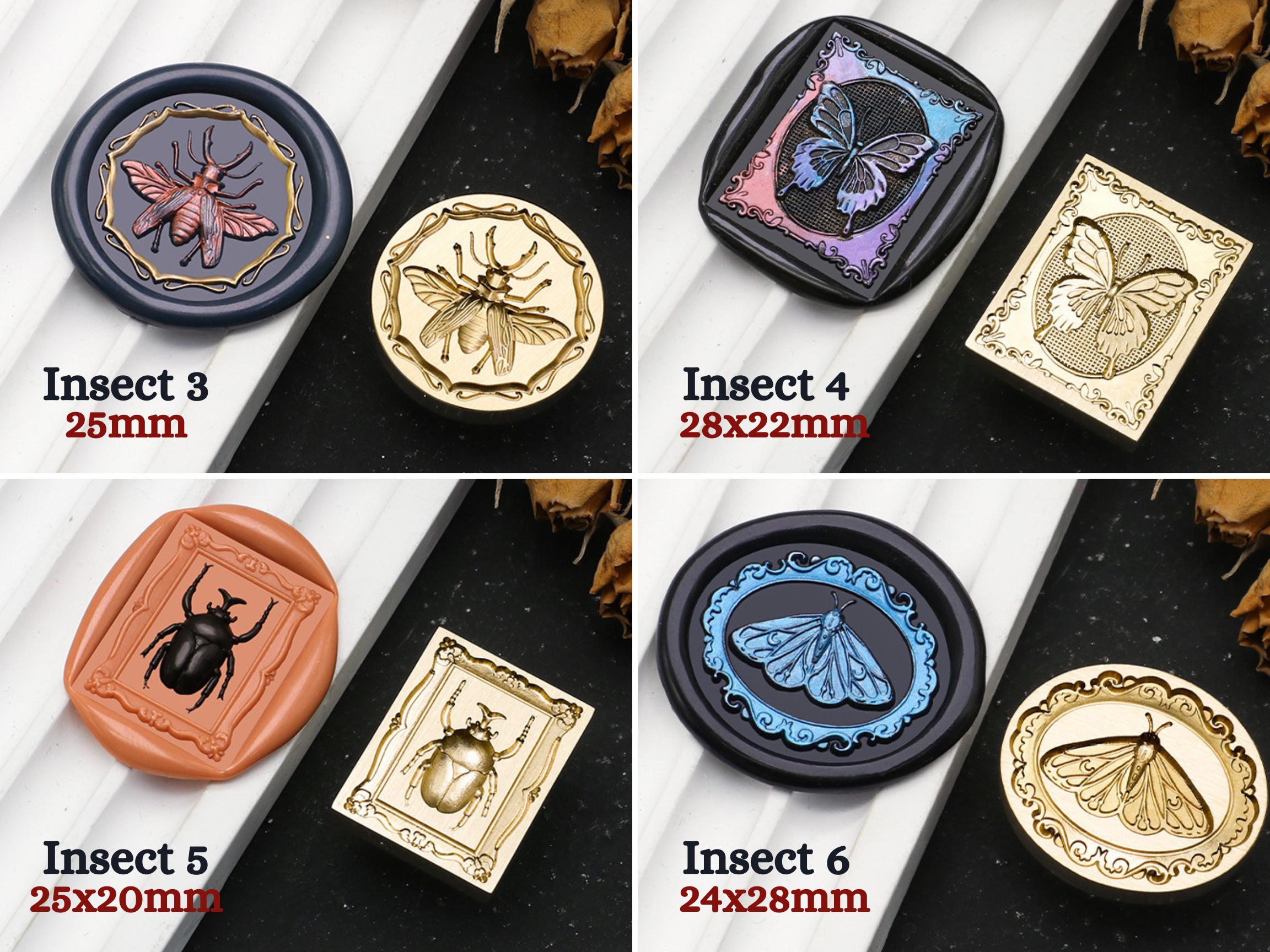 Wax Seal Stamps, HEAD ONLY, Insects, Butterflies, Roses, Hedgehog ...