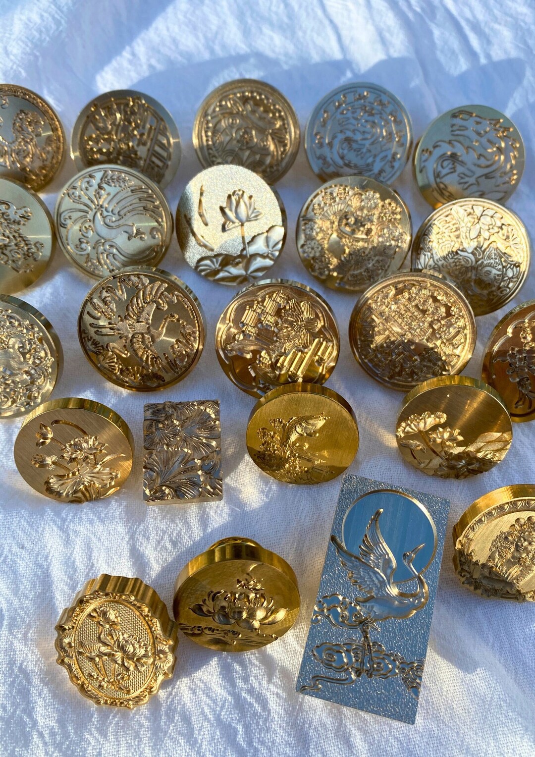 Oriental Wax Seal Stamps, HEAD ONLY, Lotus Flowers, Koi, Crane, Dragons ...