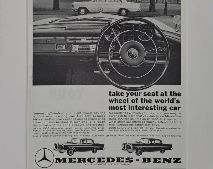 1964 Mercedes-benz 190 Car Original Full Page Vintage Magazine ...