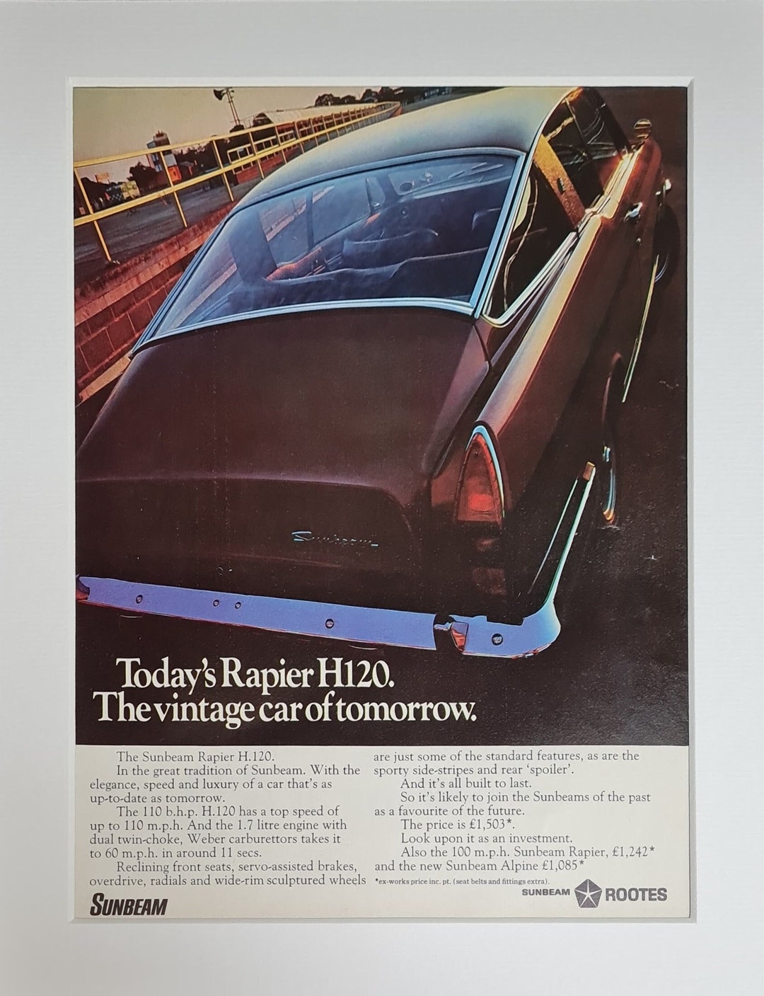 1970 Sunbeam Rapier H120 Car Original Full Page Vintage Magazine ...