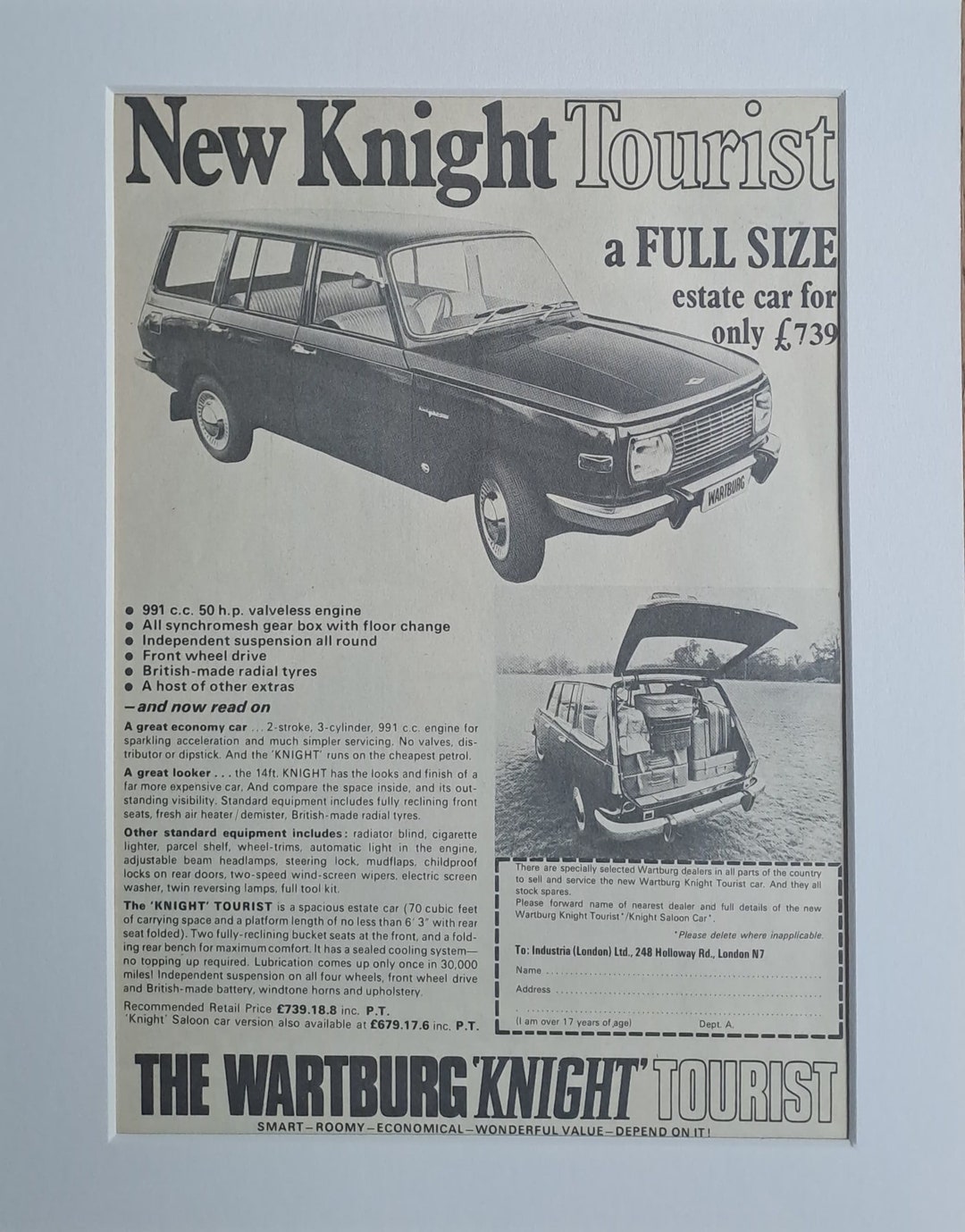 1969 Wartburg Knight Tourist Estate Car Original Full Page Magazine ...