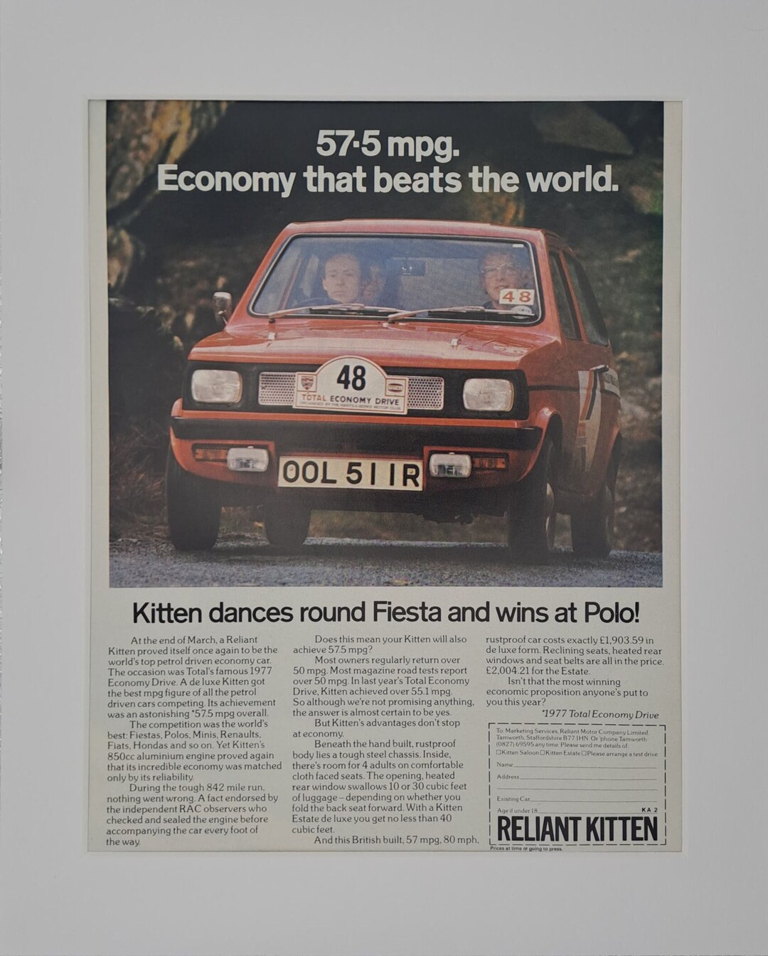 1977 Reliant Kitten Car Original Full Page Magazine Advertisement - Etsy